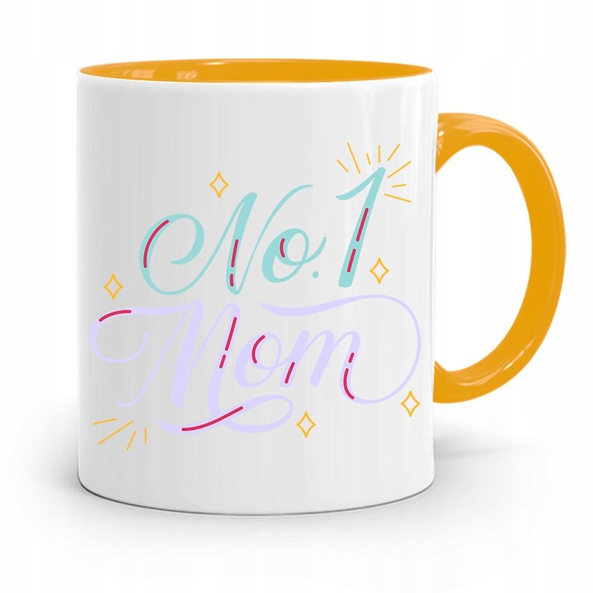 KUBEK ŻÓŁTY PREZENT DLA MAMY MATKI NO. 1 MOM z Nadrukiem ze Zdjęciem - PoliDraw | Sklep EMPIK.COM