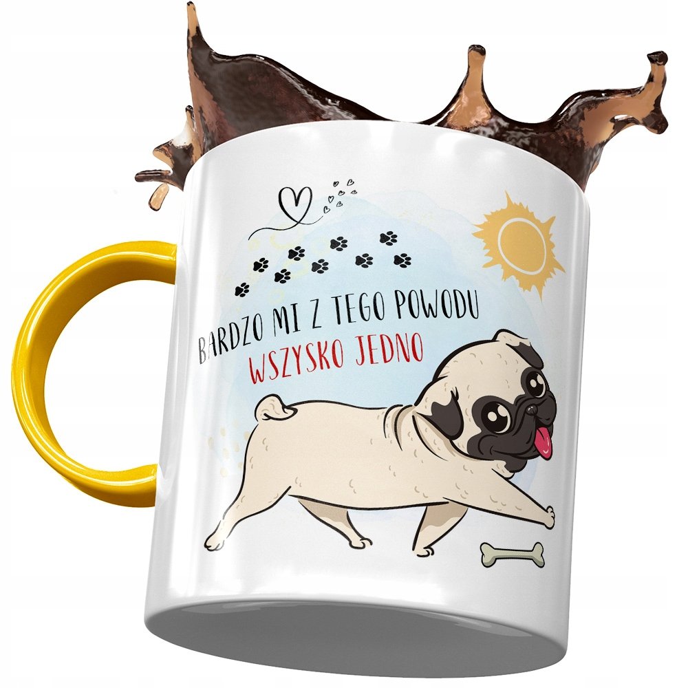 Kubek Żółty z Pieskiem Psem Słodki na Prezent z Nadrukiem ze Zdjęciem ...
