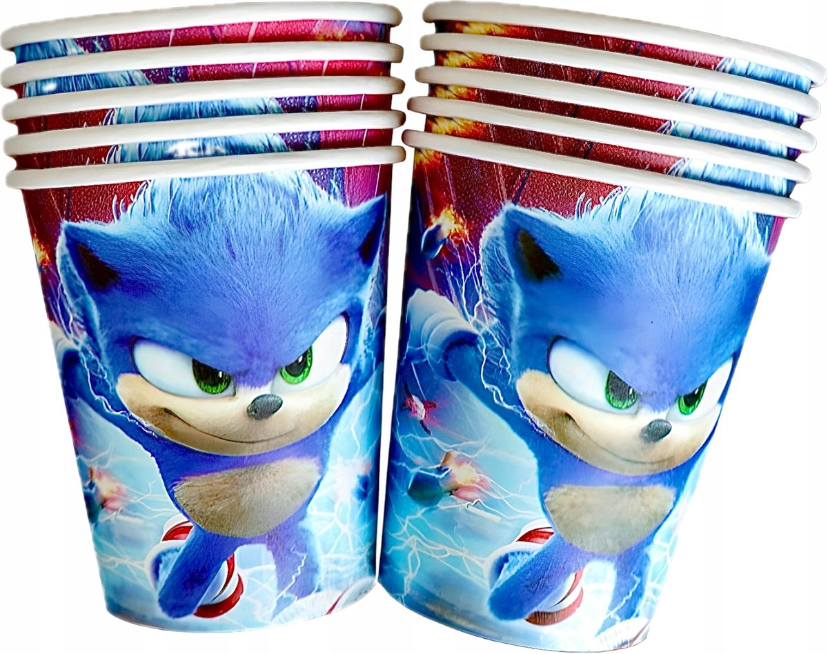 Kubki Papierowe Sonic Jeż The Hedgehog 10 Sztuk Eko Jednorazowe ...