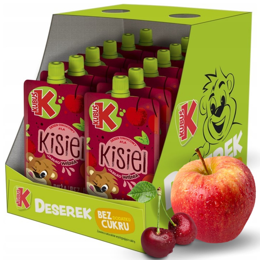 Kubuś Deser owocowy a'la kisiel o smaku jabłko-wiśnia 100 g x 12 sztuk ...