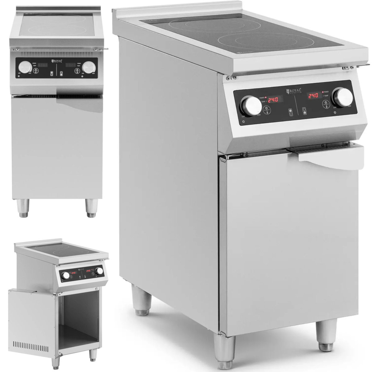 Kuchnia indukcyjna 2 palnikowa wolnostojąca z szafką 400 V 8500 W ...