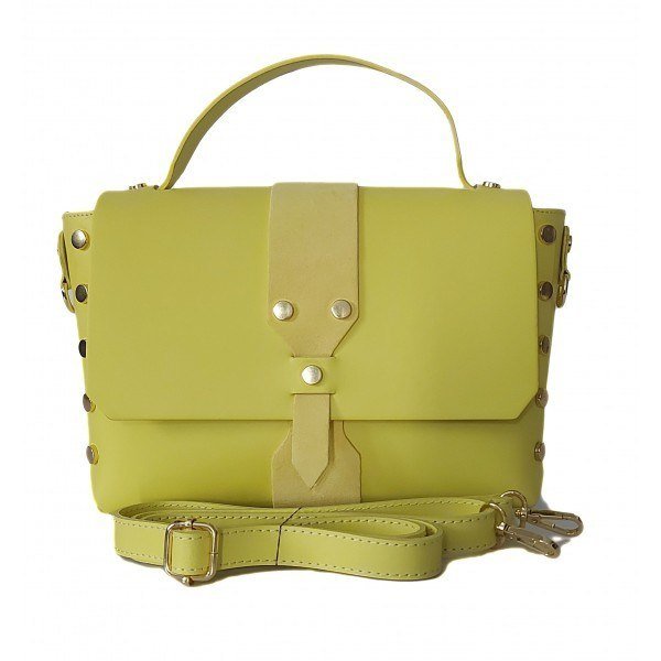 Kuferek listonoszka A5 złote dżety + zamsz żółty Vera Pelle VPK789GL ...