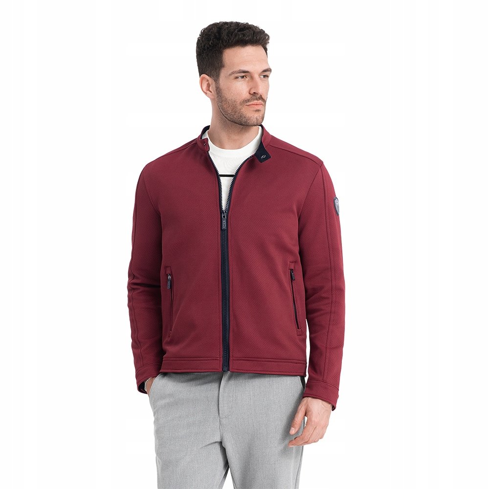 Kurtka męska BIKER ze strukturalnej tkaniny bordowa V2 OM-JANP-0138 S ...