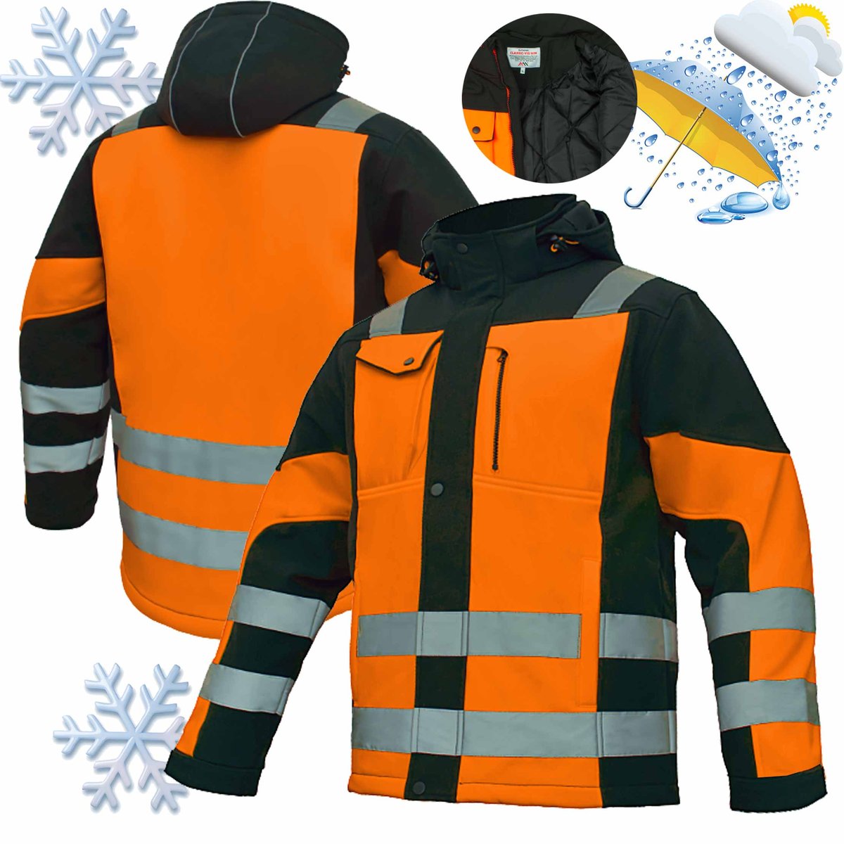 Kurtka robocza zimowa softshell ocieplany fluorescencyjna pasy ...