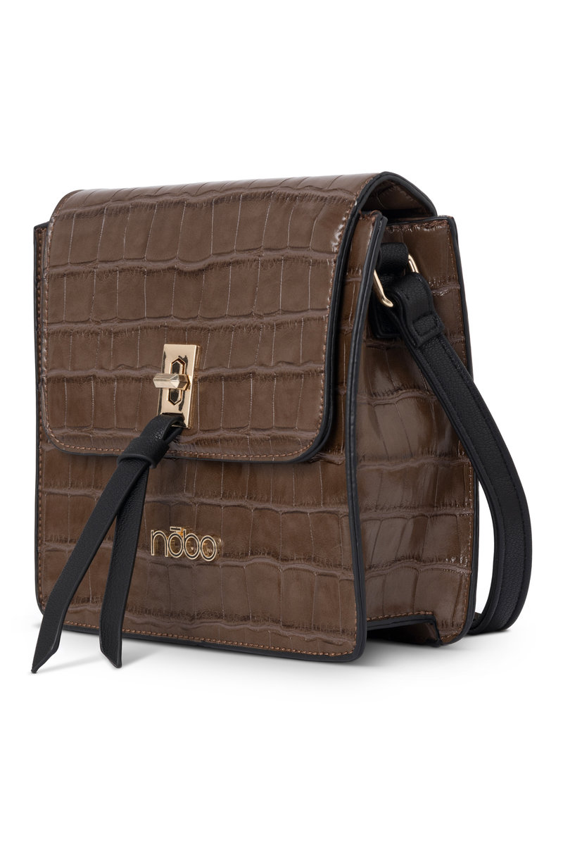 Kwadratowa listonoszka Nobo croco brązowa - Nobo | Moda Sklep EMPIK.COM