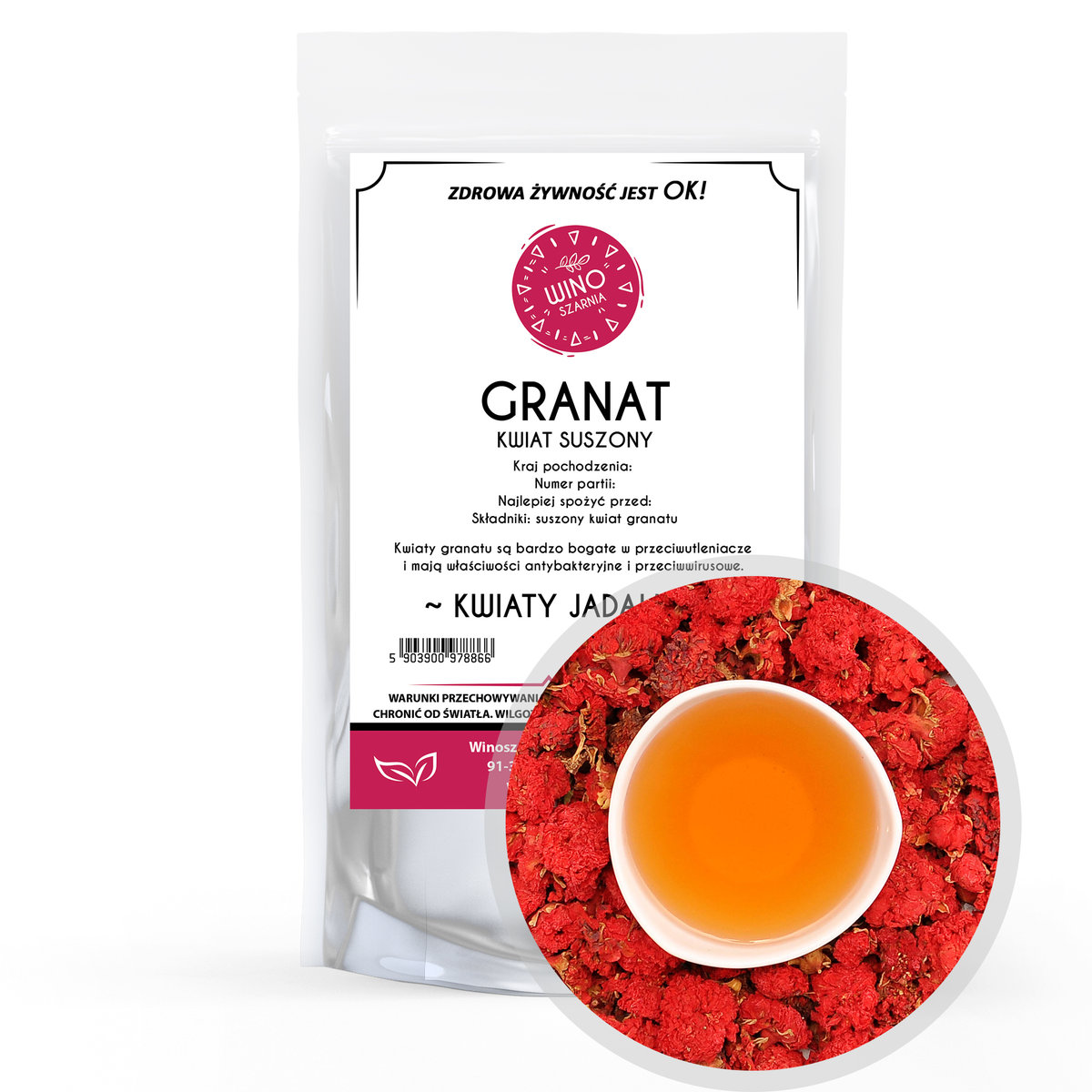 Kwiat Granatu Suszony - 25g Naturalne Jadalne Kwiaty - Winoszarnia ...
