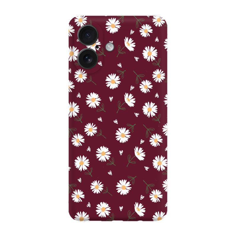 Kwiatki stokrotki białe - iPhone 16 Etui matowe bordo [TIF 20E ...