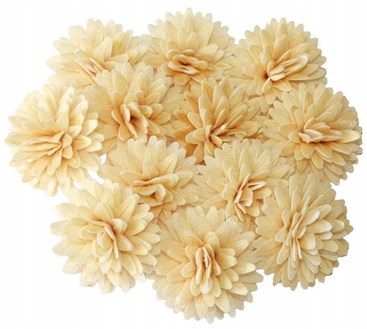 KWIATY NA TORT dekoracje waflowe URODZINY TRWAŁE ozdoba ZŁOTY 12 szt ...