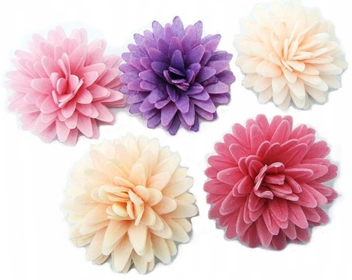 KWIATY NA TORT KWIAT WAFLOWY DEKORACJE URODZINY WESELE KOLOR MIX 5szt ...