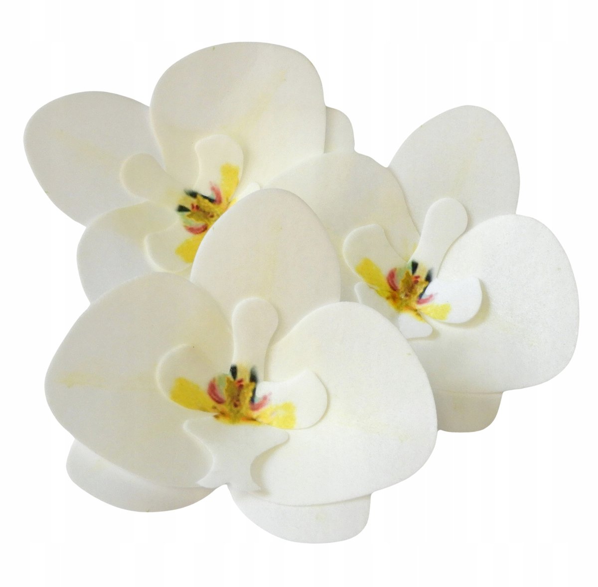 KWIATY NA TORT storczyk waflowy ORCHIDEA dekoracje URODZINY ozdoby 3szt ...