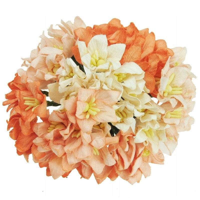 KWIATY papierowe LILIE mix brzoskwiniowo - pomarańczowy - 50szt - Wild ...