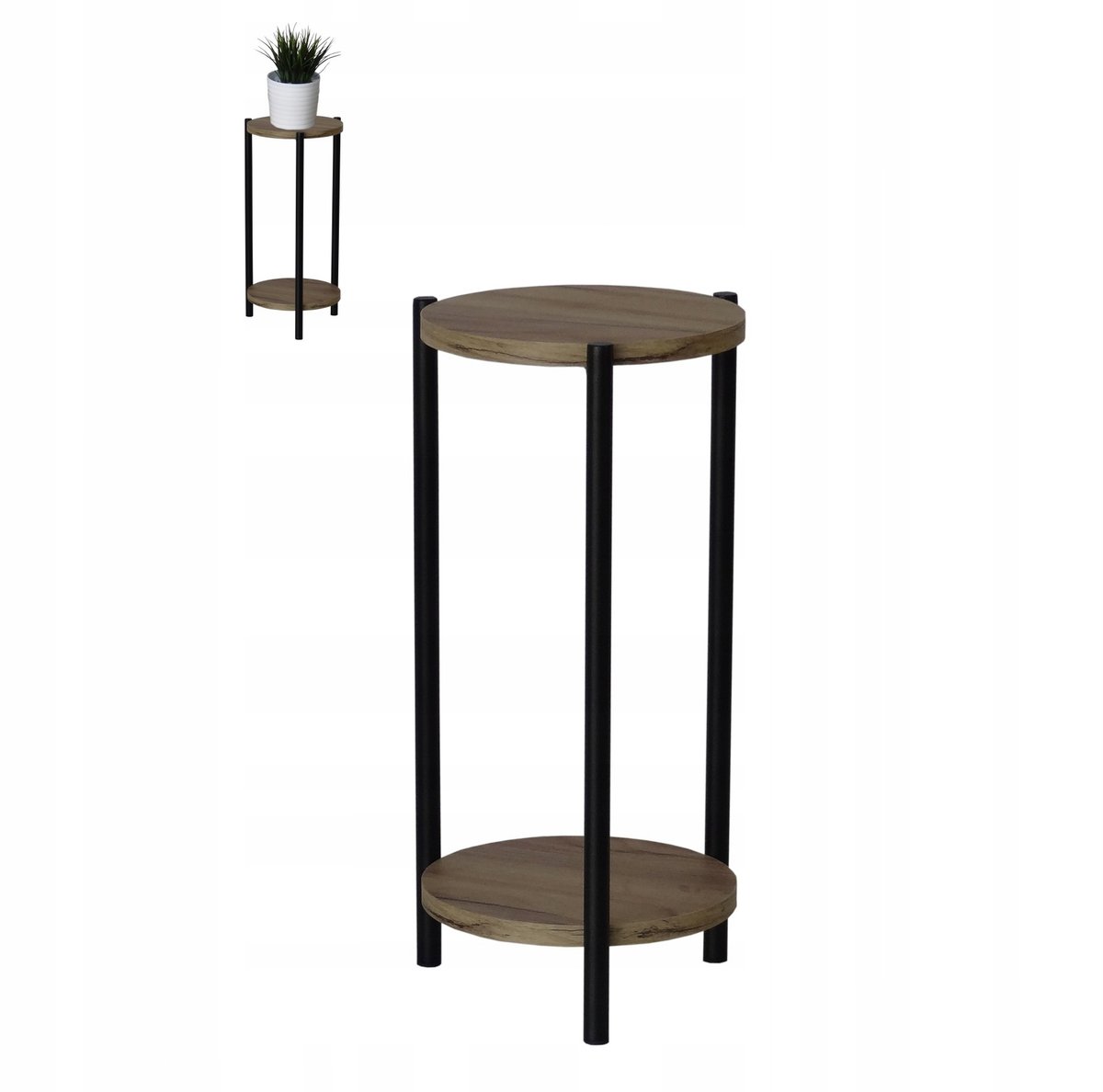Kwietnik stolik okrągły fi 25cm wys. 55cm metal LOFT INDUSTRIAL 1702 ...