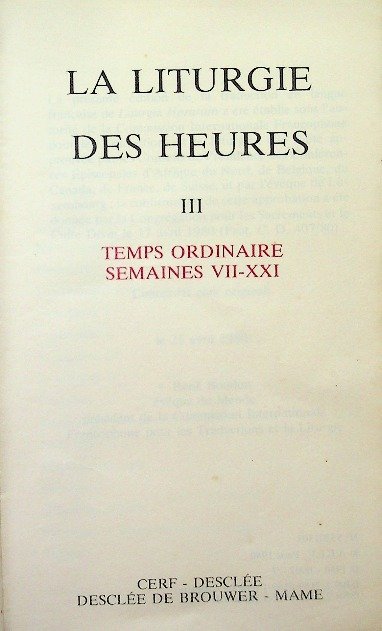 La liturgie des heures III - Opracowanie zbiorowe | Książka w Empik