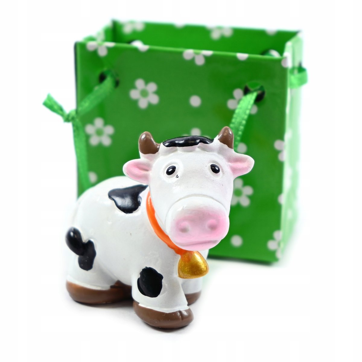 ŁACIATA KROWA PREZENT MINI FIGURKA W TOREBCE DEKORACJA RÓŻNE WZORY ...