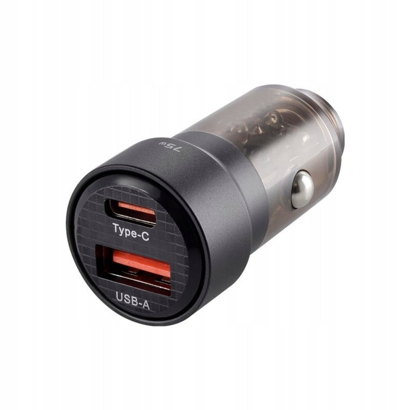 Ładowarka 12/24V, USB 30W + USB-C PD 45W, przezroczysta czarna - Inna marka | Motoryzacja EMPIK