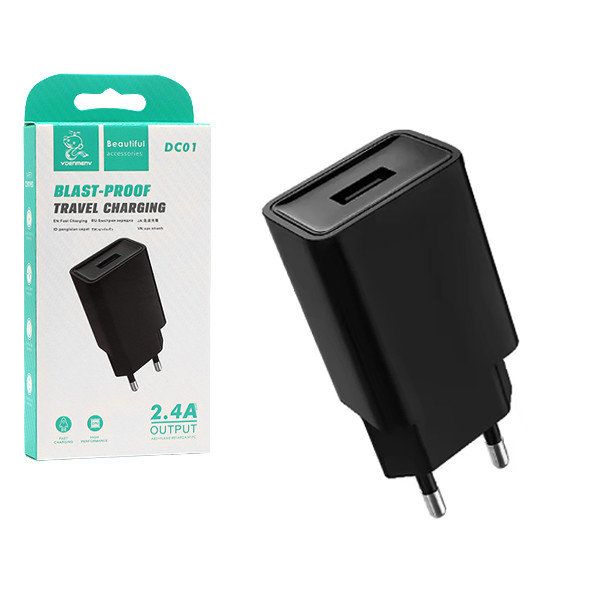 Ładowarka Sieciowa 2.4A Denmen 2400Ma Dc01 12W Single Black - Denmen | Sklep EMPIK.COM