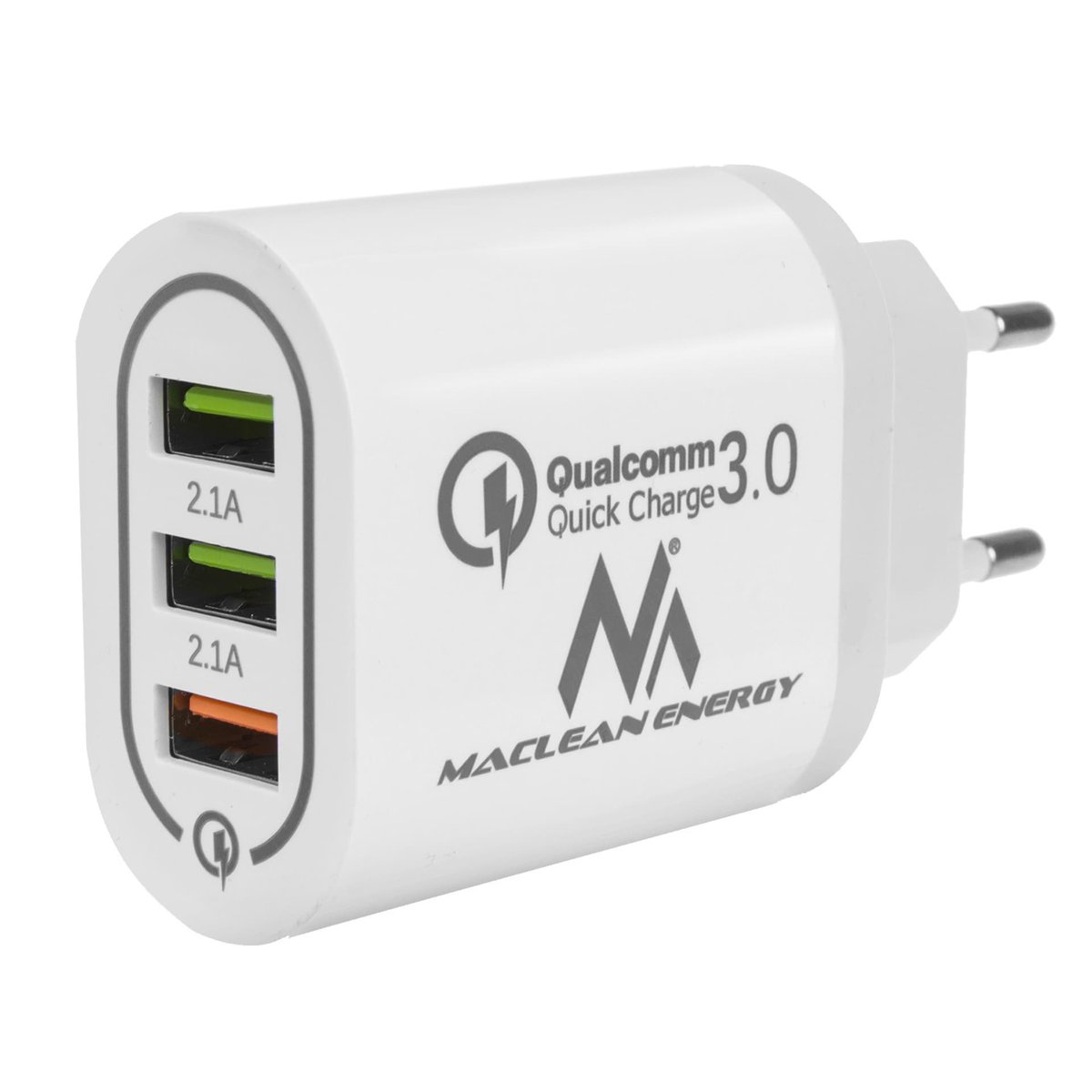 Ładowarka sieciowa Maclean, Qualcomm Quick Charge, QC 3.0 - 3.6-6V/3A, 6-9V/2A, 9-12V/1.5A, 2 ...