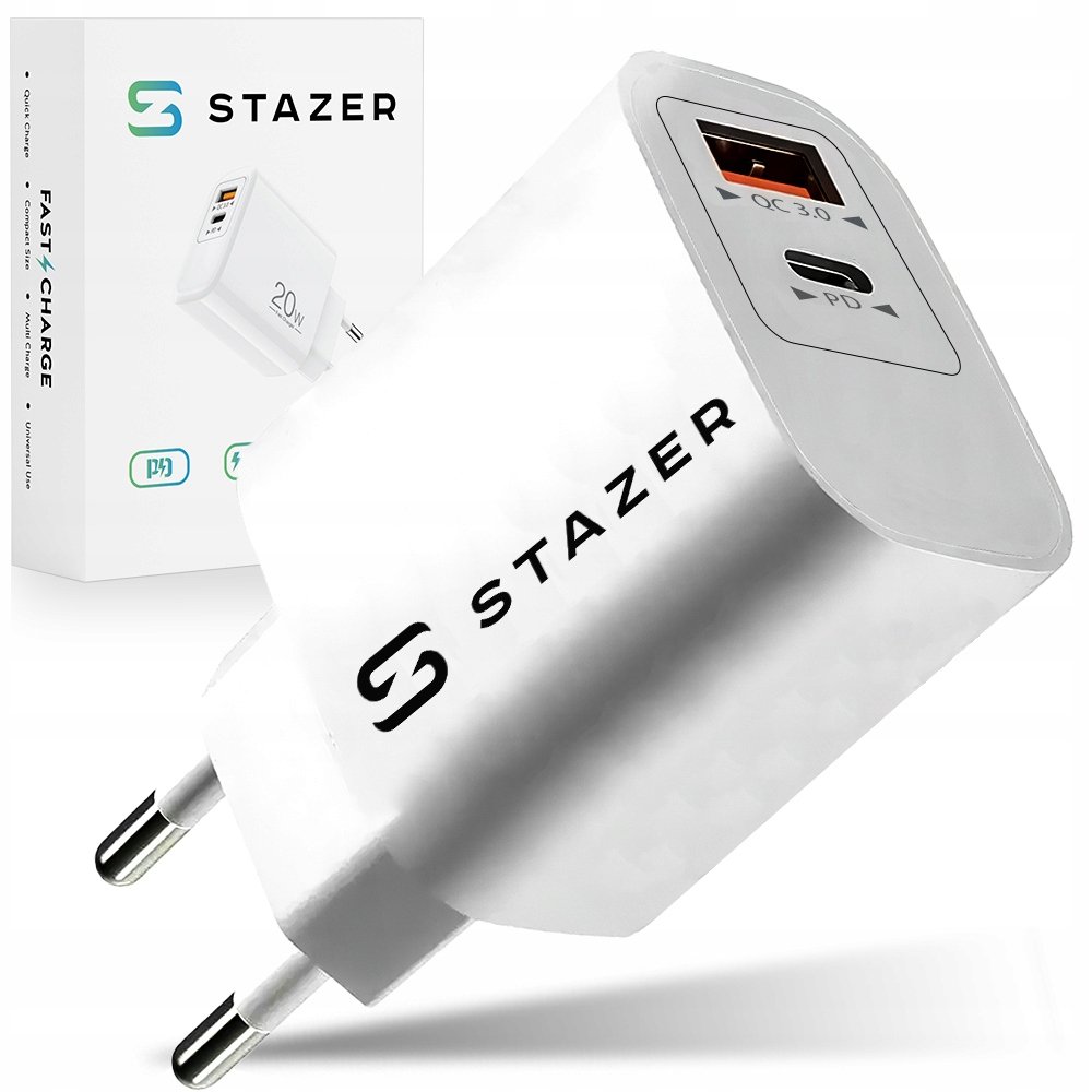 ŁADOWARKA SIECIOWA MOCNA ZASILACZ USB TYPE-C SZYBKIE ŁADOWANIE QC PD ...