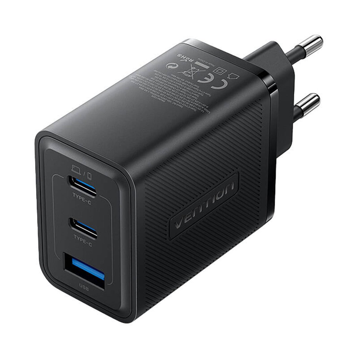 Ładowarka sieciowa, Vention, FERB0-EU, 2xUSB-C, USB- A, 65W/65W/30W, GaN (czarna) - Inna marka ...