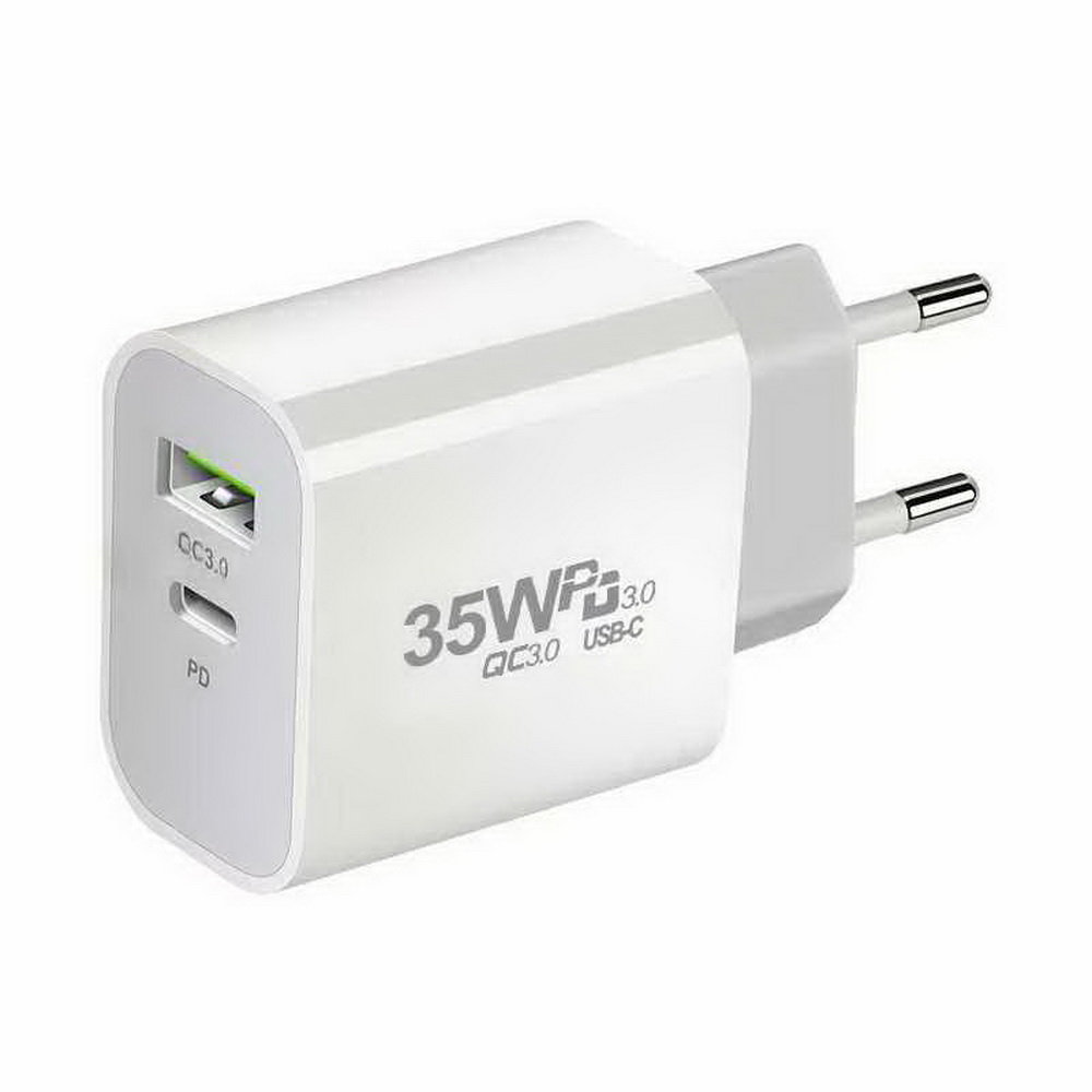 Ładowarka sieciowa zasilacz adapter USB-A + USB-C 35W PD do szybkiego ...