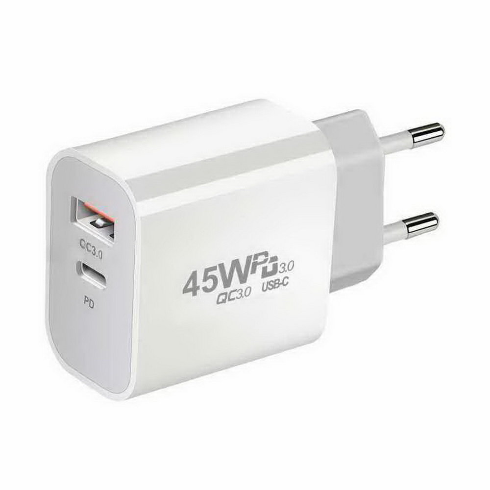 Ładowarka sieciowa zasilacz adapter USB-A + USB-C 45W PD do szybkiego ...
