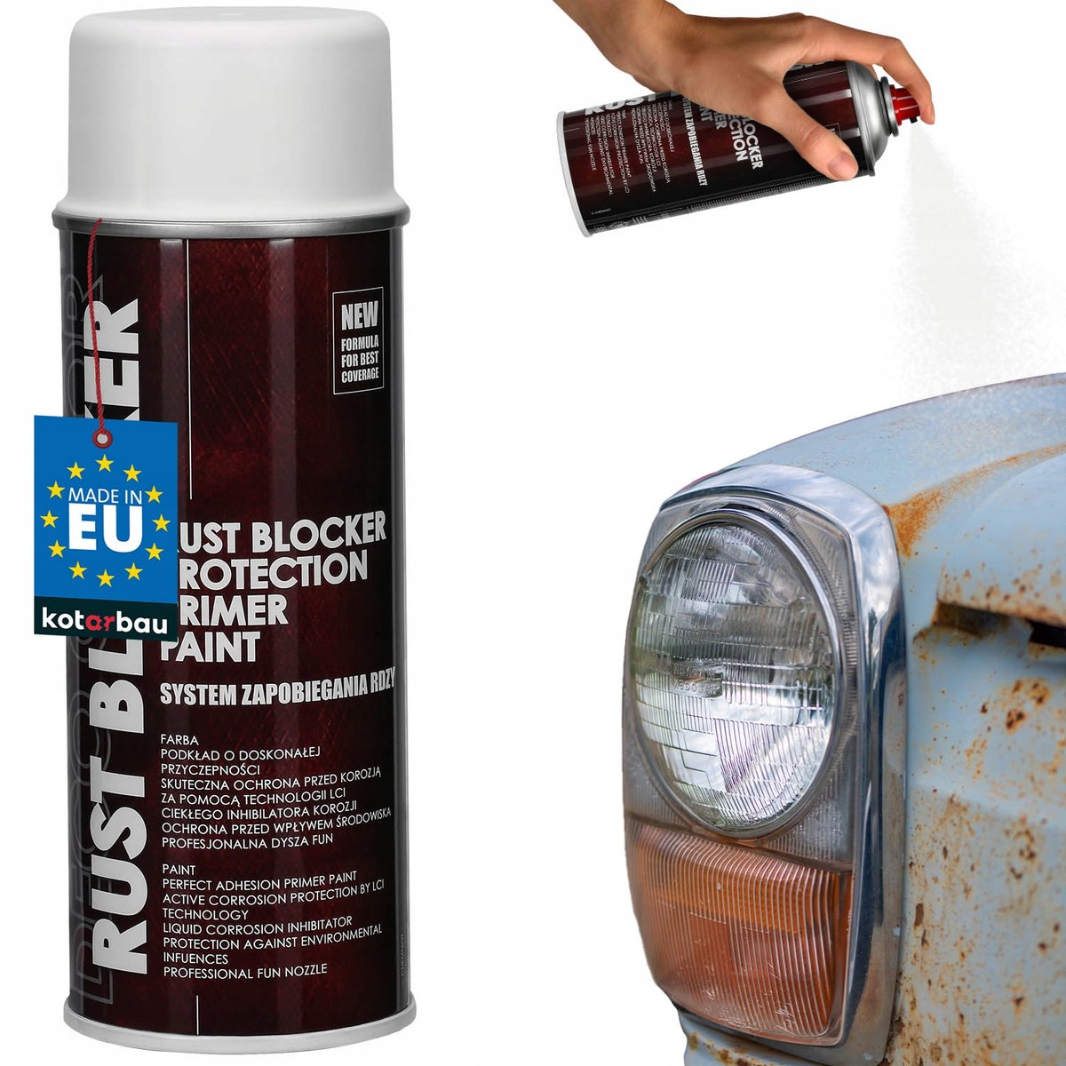 LAKIER SPRAY OCHRONNY NA RDZĘ DO METALU BIAŁY RAL 9010 ANTYKOROZYJNY ...