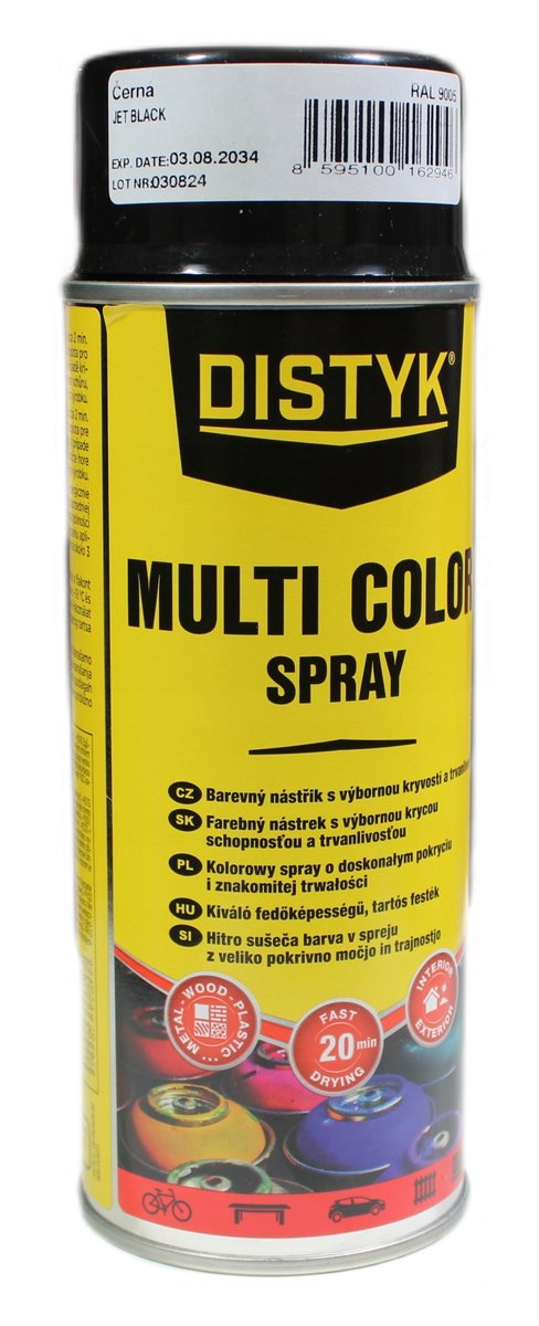 LAKIER W SPRAYU DO PLASTIKU METALU CZARNY Głęboki Multi Color 9005 ...