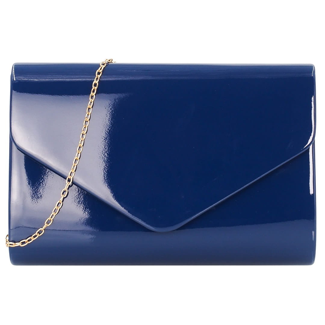 Lakierowana granatowa torebka wieczorowa kopertówka duża - Inna marka | Moda Sklep EMPIK.COM