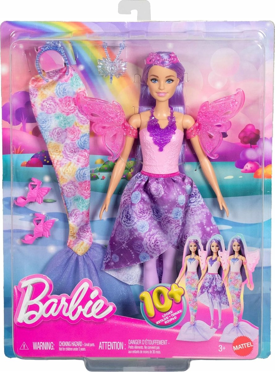 LALKA BARBIE 3 W 1 MAGICZNA WRÓŻKA KSIĘŻNICZKA SYRENKA JCP74 - Barbie ...