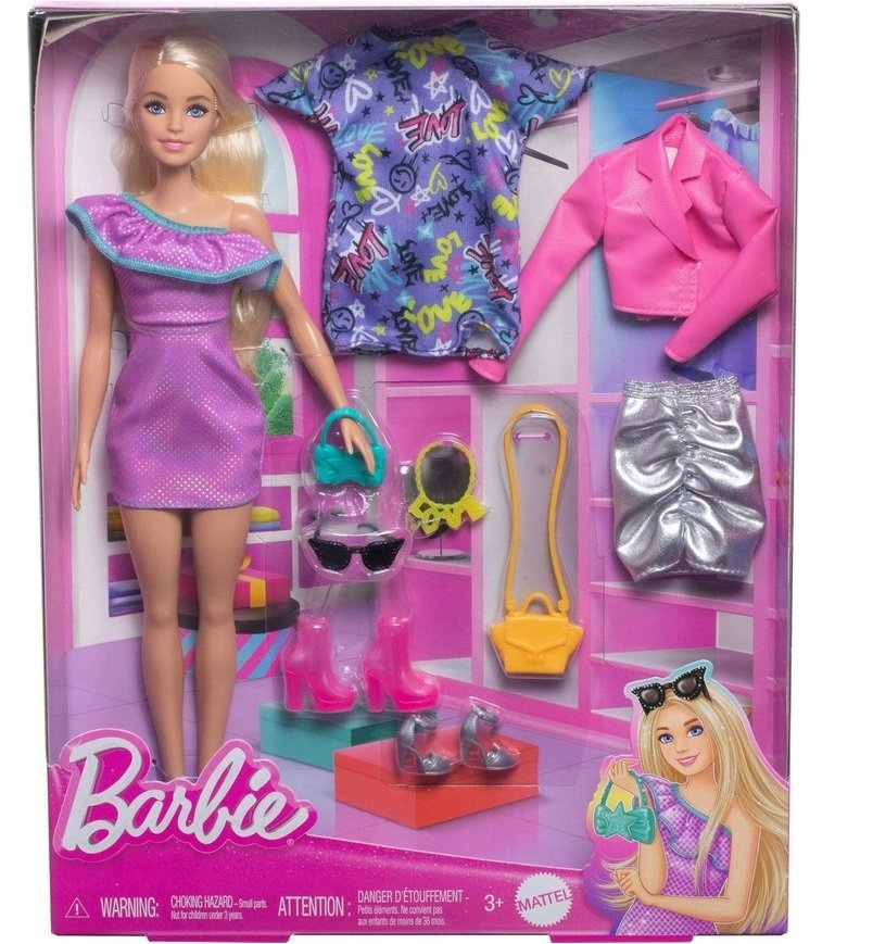 LALKA BARBIE PARTY FASHION ZESTAW Z UBRANKAMI AKCESORIA DODATKI ...