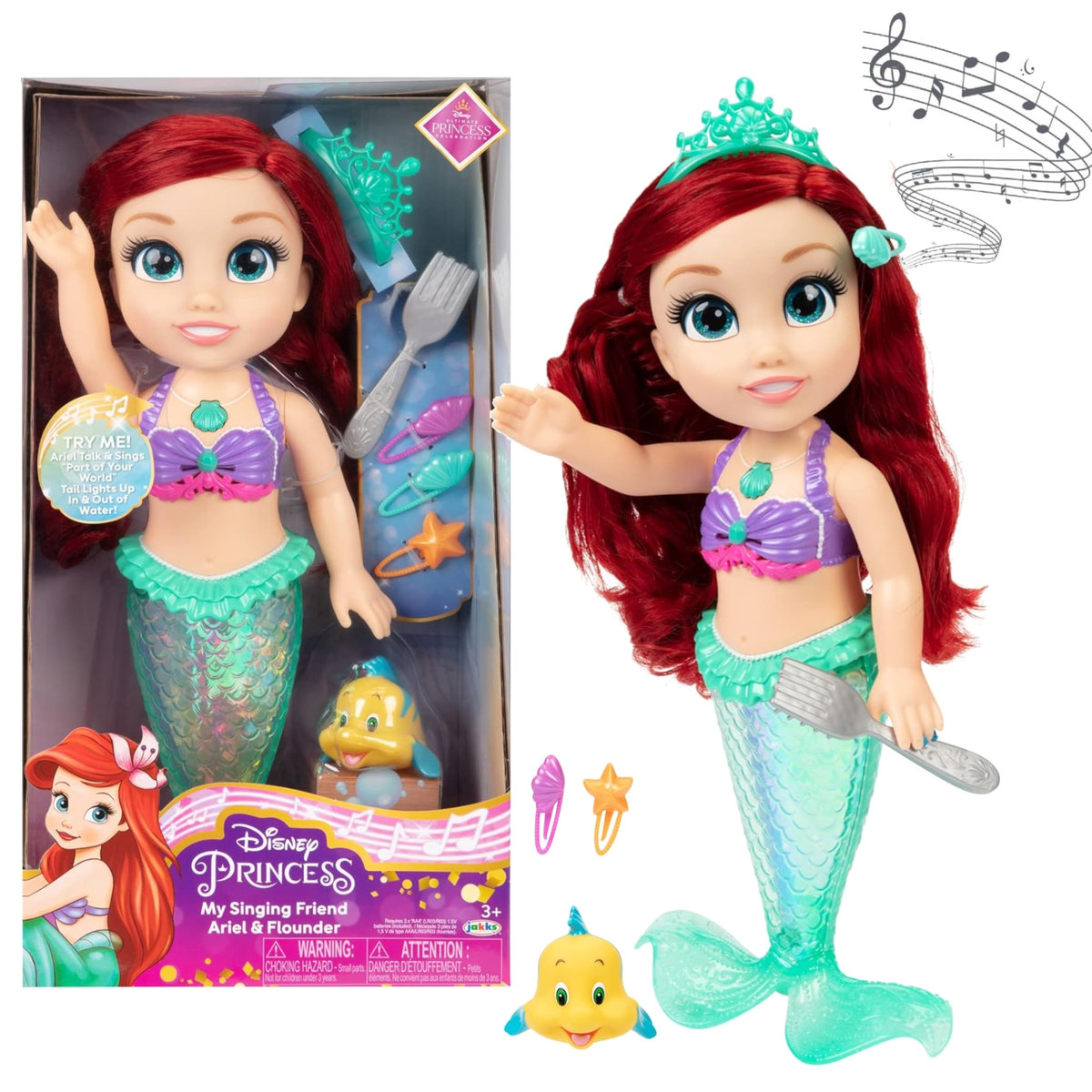 Lalka Disney Princess śpiewająca Arielka Ariel Mała Syrenka + akcesoria ...
