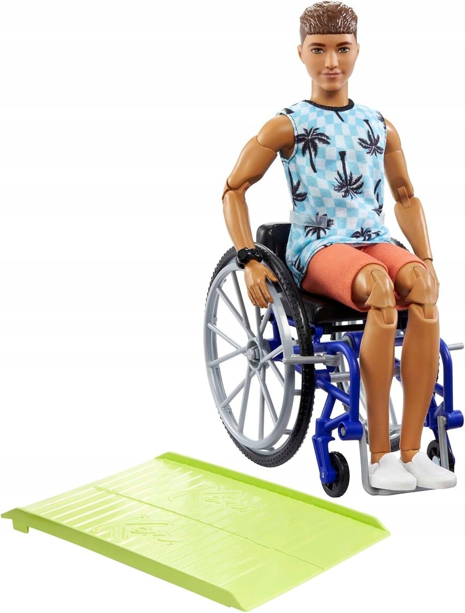 LALKA KEN NA WÓZKU INWALIDZKIM Z RAMPĄ, PLAŻOWY STRÓJ I 22 PUNKTY ...