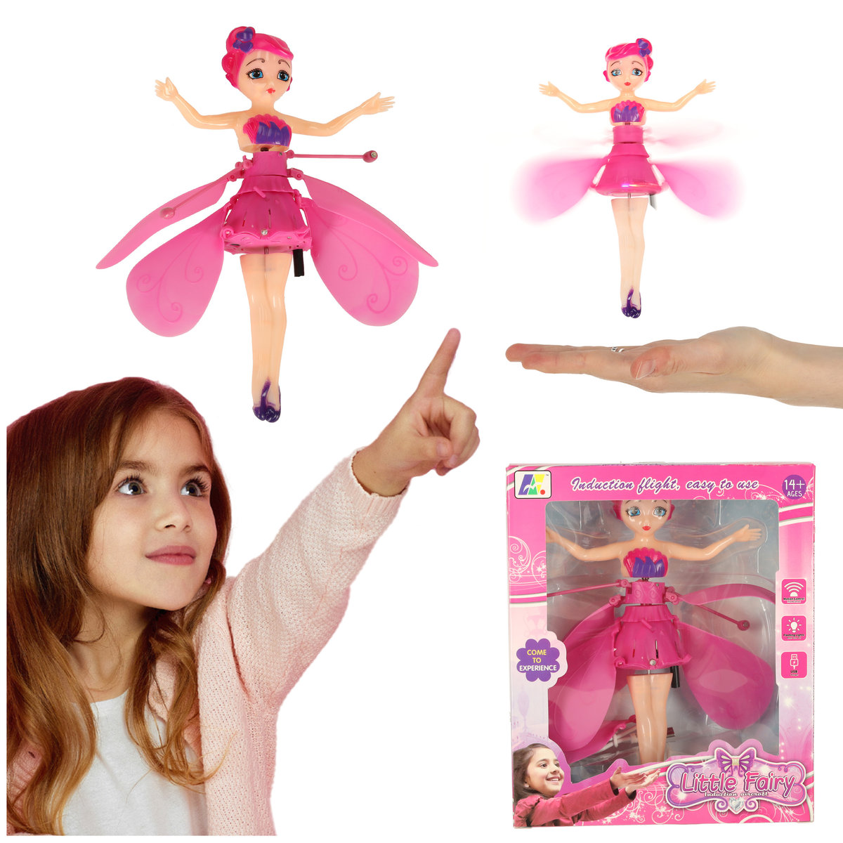 Lalka Latająca Wróżka Magiczna Kwiatowa Różowa Sterowana Ręką Dłonią Usb - ikonka | Sklep EMPIK.COM