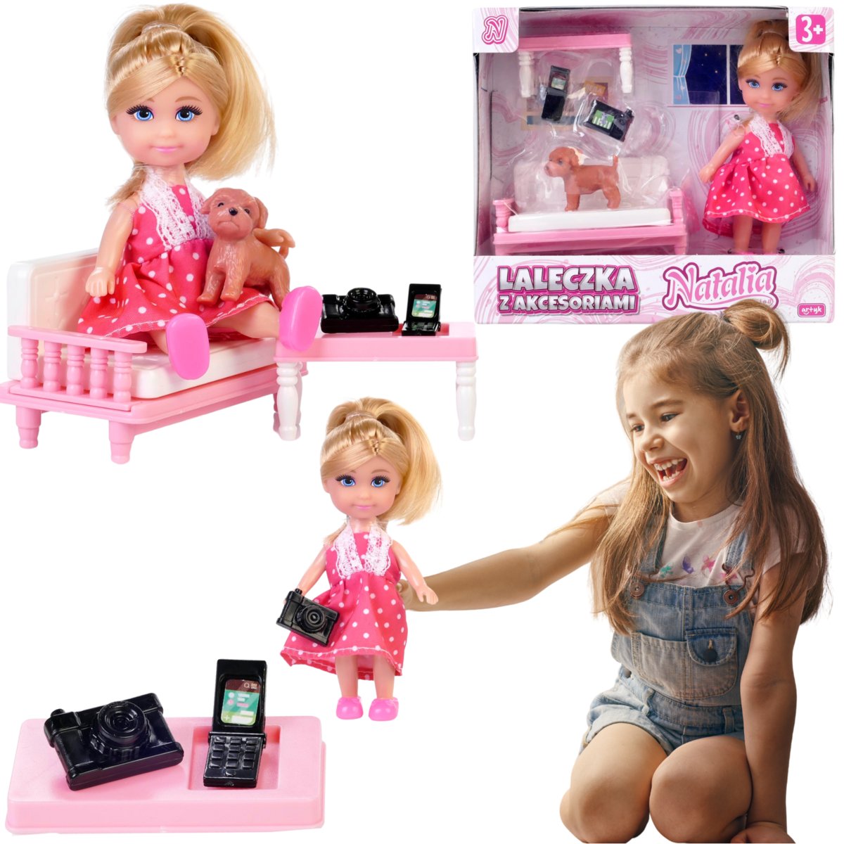 LALKA NATALIA SALON POKÓJ DZIENNY KANAPA STOLIK - Inna marka | Sklep ...