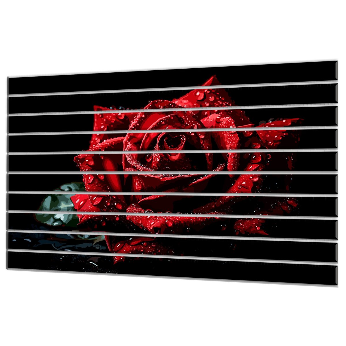 Lamele Dekoracyjne do Wnętrz Szkarłatna Róża w Kroplach Rosy 250x100 cm - 10mm - Inna marka ...