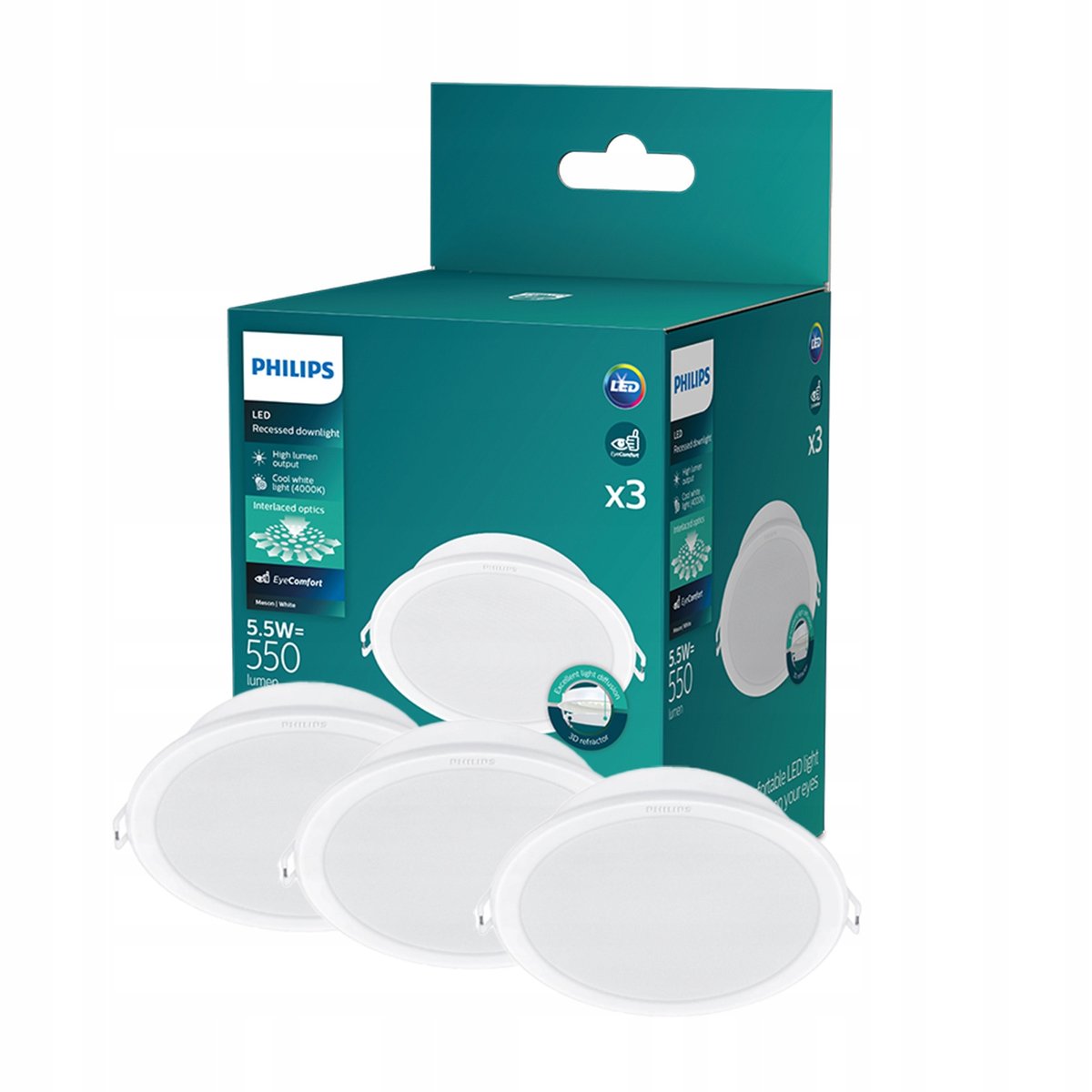 LAMP LED PANEL MESON 5.5W 4K WH 3PCE - Philips | Sklep EMPIK.COM