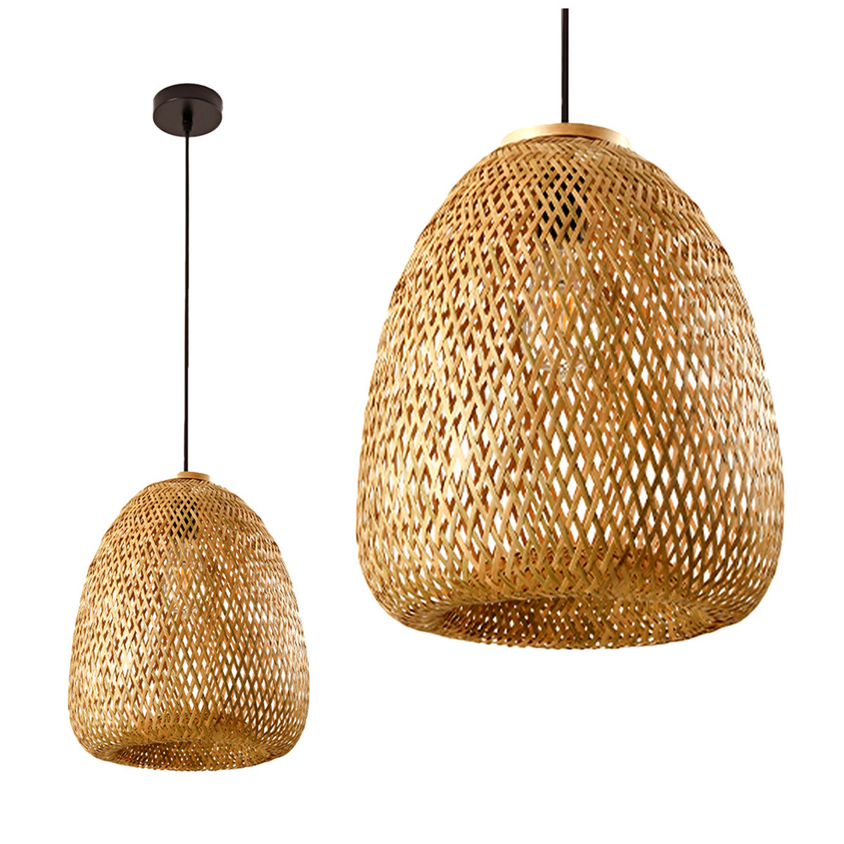 Lampa boho BEIRUT wisząca E27 lampa sufitowa BAMBUS pleciona na E27 ...