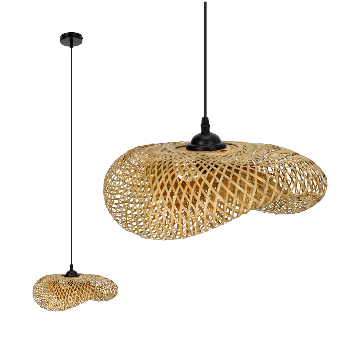 Lampa BOHO BRUGIA S sufitowa WISZĄCA 40 cm pleciona naturalna BAMBUSOWA ...