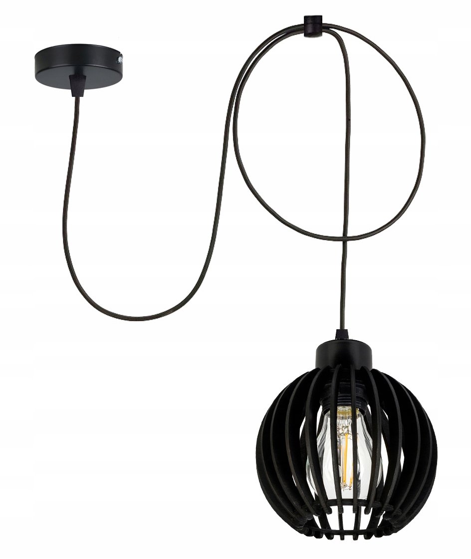 LAMPA czarna sufitowa wisząca ZWIS Loft E27 PAJĄK klosz czarny Drewno - LED-ONE | Sklep EMPIK.COM