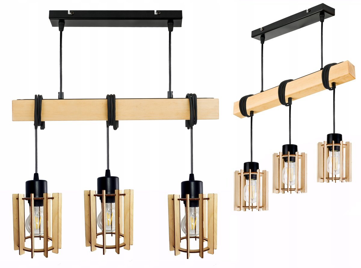 LAMPA drewniana belka wisząca sufitowa ŻYRANDOL ZWIS LOFT DREWNO na 3x E27 - LED-ONE | Sklep ...