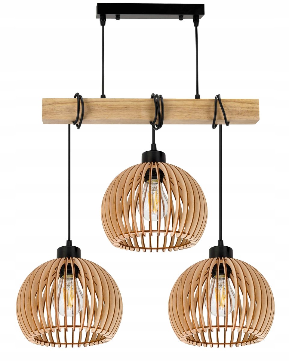 LAMPA drewniana belka wisząca sufitowa ŻYRANDOL ZWIS LOFT KULA DREWNO E27 - LED-ONE | Sklep ...