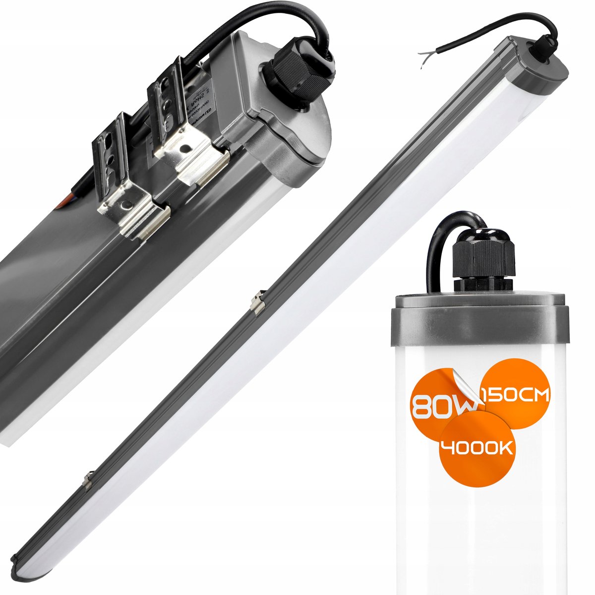 Lampa LED Do Garażu 80W 150cm Hermetyczna Warsztatowa Panel Natynkowy IP65 - SmartLED | Sklep ...