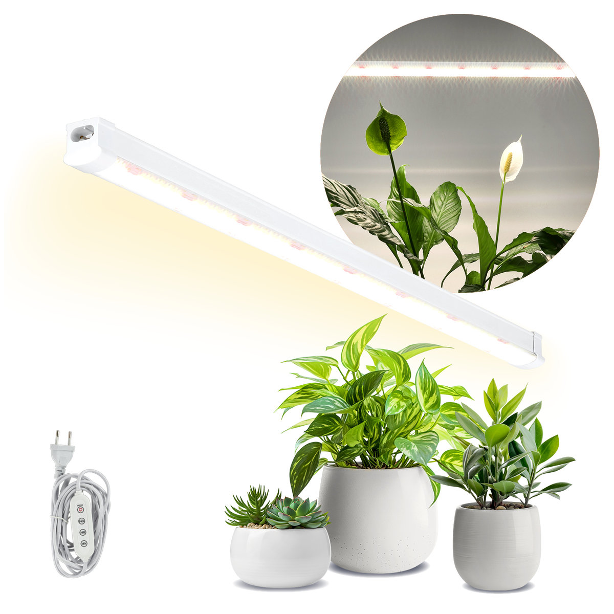 Lampa LED do Uprawy Wzrostu Roślin 15W Listwa 60cm + Kabel zasilający ...