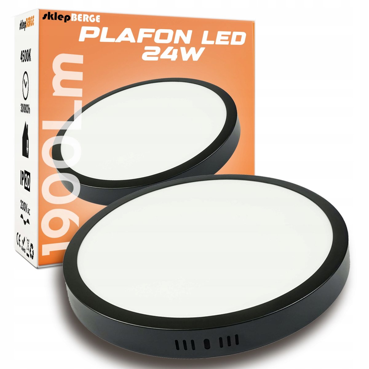 LAMPA LED PANEL NATYNKOWY 24W OKRĄG CZARNY 4500K - Berge | Sklep EMPIK.COM