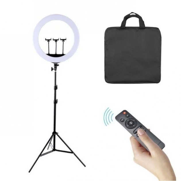 Lampa pierścieniowa LED HQ-18N, 45cm (55W) + statyw 1,9 m | Sklep EMPIK.COM
