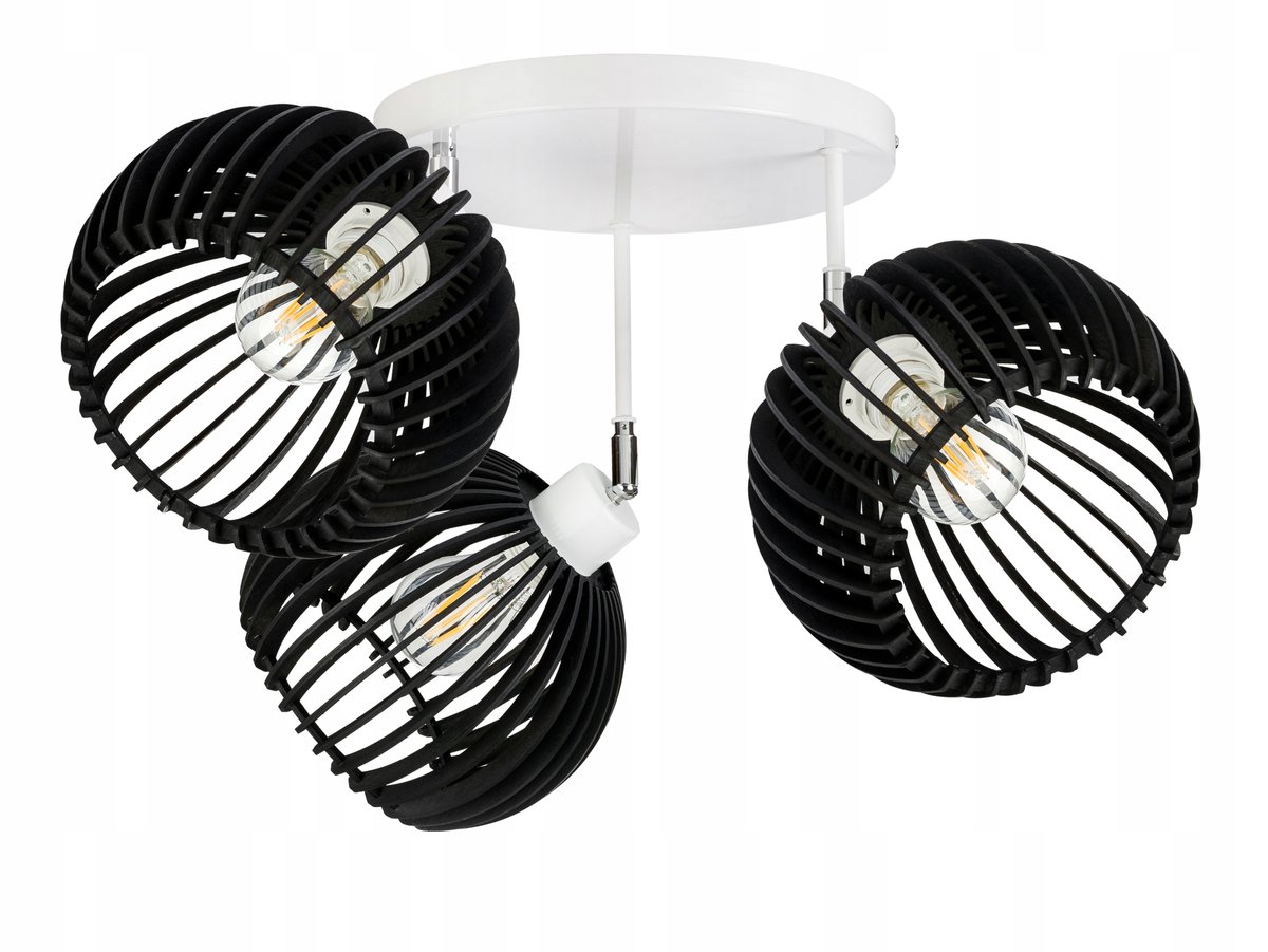 Lampa plafon żyrandol ruchomy wysoki sufitowa LOFT klosz kula 36 Drewno ...