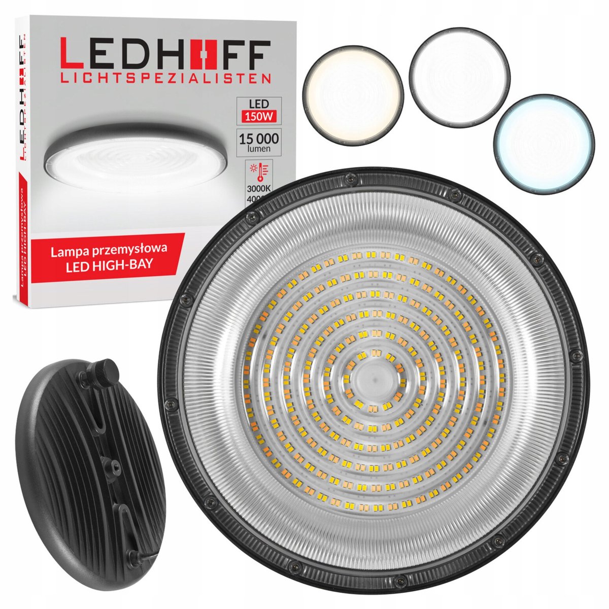Lampa przemysłowa LED 150W 15000lm 3 barwy Hermetyczna High Bay na ...