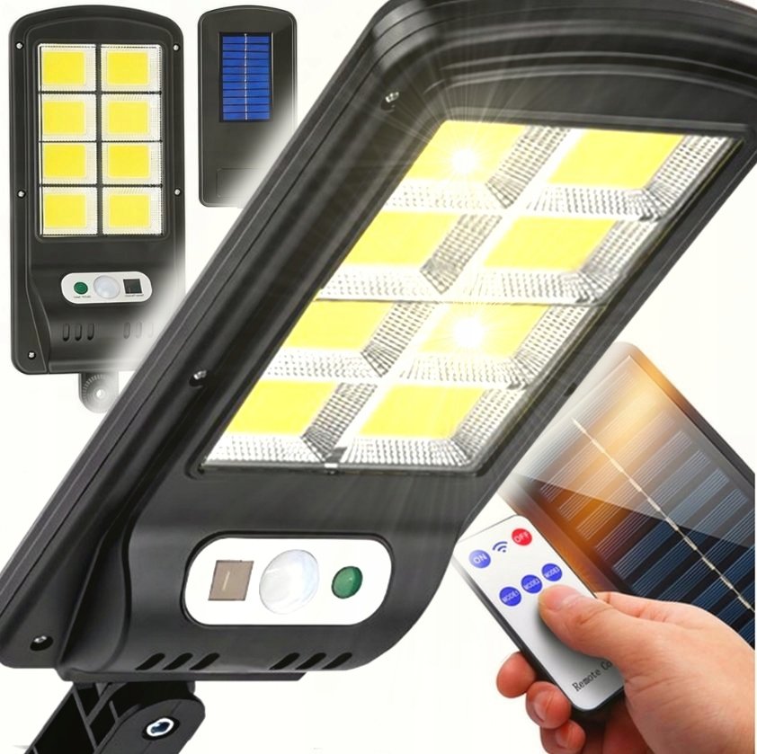 LAMPA SOLARNA LED 600W Z CZUJNIKIEM RUCHU I ZMIERZCHU ZEWNĘTRZNA + PILOT - Focla | Sklep EMPIK.COM