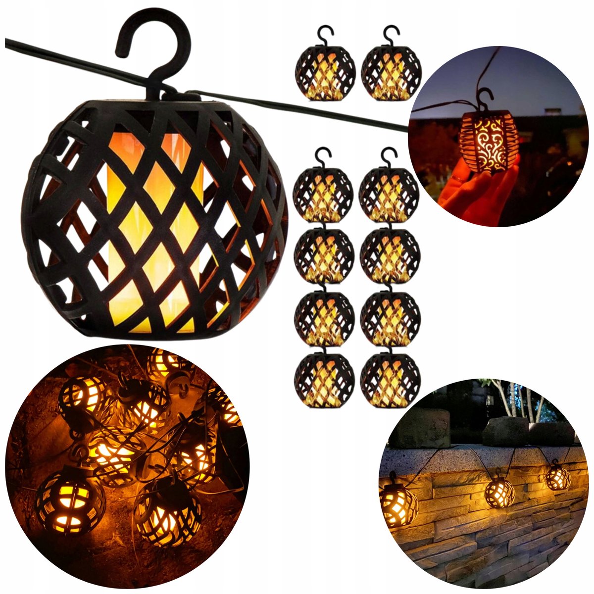 LAMPA SOLARNA LED GIRLANDA POCHODNIE LAMPKI OGRODOWE LOFT KULE OGNIOWE ...