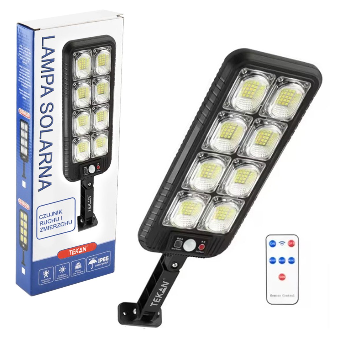 Lampa Solarna Led Latarnia Uliczna Ogrodowa Czujnik Ruchu Zmierzchu Pilot - Tekan | Sklep EMPIK.COM